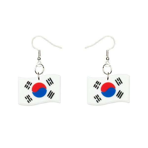 商品名:  South Korea Flag Earrings Lead and Nickle Free Silver Plated Fishhooks Yazzle Dazzle Original Artwork Korean East ...