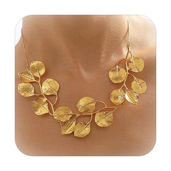 商品名ハリーとヘンリーの葉チョーカーネックレス レディース シルバーチャンキーチョーカーネックレス ゴールドツリーリーフネックレス ステートメントネックレス ジュエリーギフト 女の子向け, 亜鉛, 宝石なしHarry and Henry L...