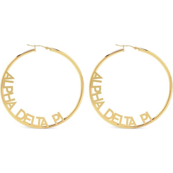 商品名Sorority Shop Alpha Delta Pi-フープ 18Kゴールドメッキ 上品なイヤリング レディース - Alpha Delta Piジュエリー 理想的な直径2インチのフープ付き - Alpha Delta Piギフト...