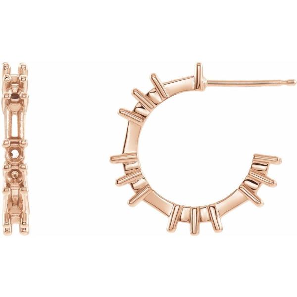 商品名:  14k Rose Gold Hoop Earring Mounting (Only One Piece Sold, Not the Pair, Mounting Only, Not All Stones Included)ブラン...