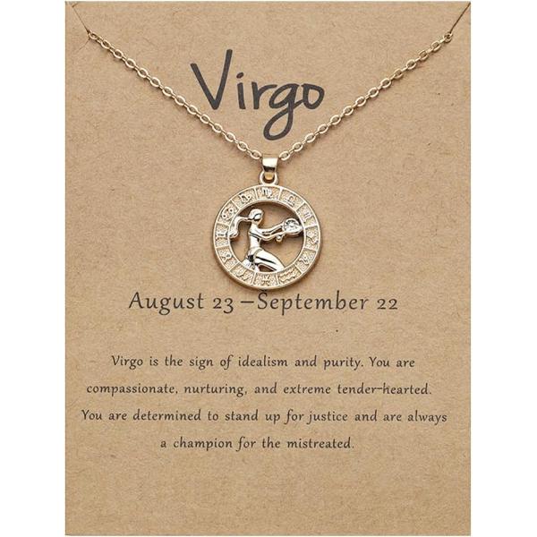 商品名星座 ゴールドメッキ ネックレス レディース 12星座ペンダントネックレス 占星術 星占い ティーンの女の子へのギフト, S, 亜鉛, 宝石なし14K Gold Plated Virgo Necklace Horoscope Gift...