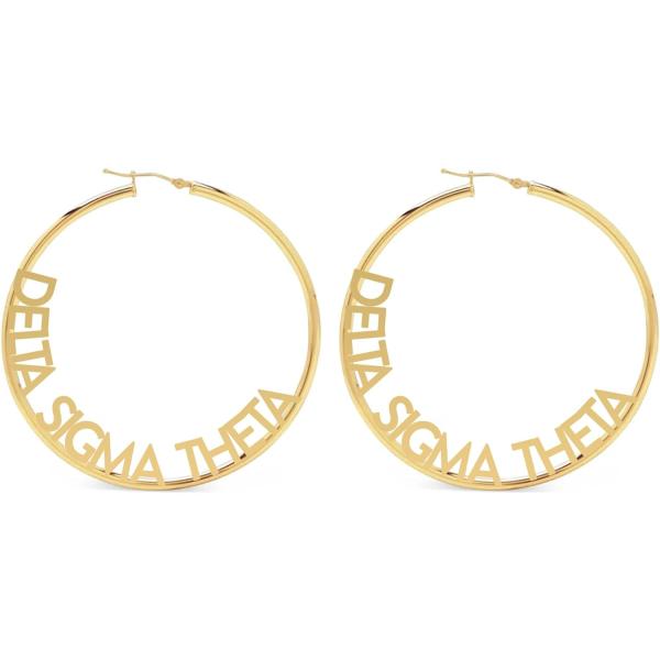 商品名Sorority Shop Delta Sigma シータ フープ 18K ゴールドメッキ 上品なイヤリング レディース - Delta Sigma Theta Jewelry 理想的な直径2インチのフープ - Delta Sigma...