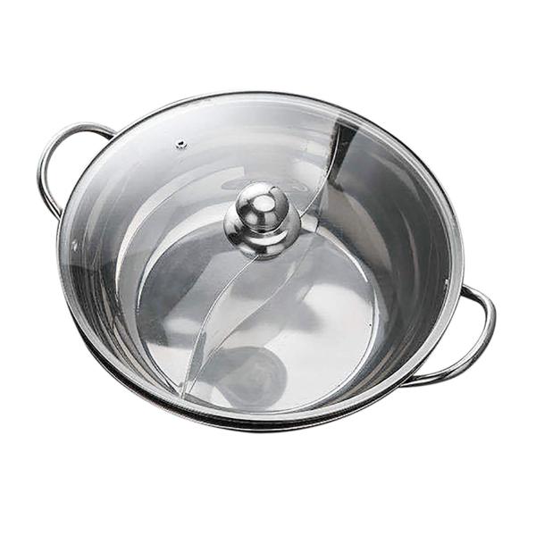 商品名:  XUANIIIL Shabu Hot Pot with Divider, 12" Food Grade Stainless Steel Chinese Dual Sided Pot Set with Glass Lid, Sou...