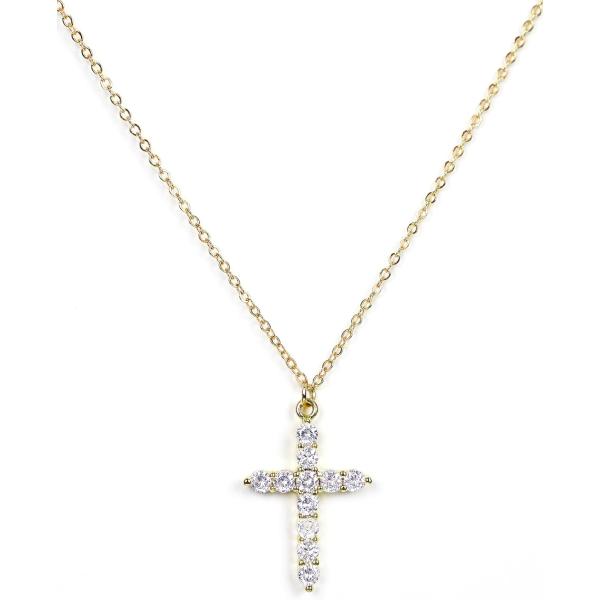 商品名LILJOIEX CZ Diamond Cross Necklace for Women, 14K Gold Plated Dainty Pendant Jewelry for Girls, Simple Faith God Lord...