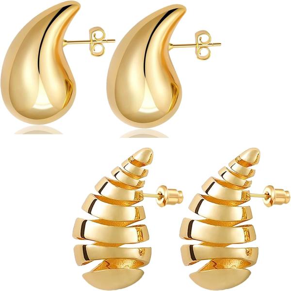 商品名ティアドロップピアス レディース チャンキーゴールドフープイヤリング 18Kゴールドドロップイヤリング 軽量 オープンフープ ゴールドドロップイヤリング トレンディ 低刺激性 イヤリング ウォータードロップイヤリング ジュエリー 女の...