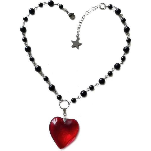 商品名Ankexin Love Heart Glass Bead Necklace Red Pendant Bead Chain Necklaces for Women Girl Hyperbole Punk Choker Necklace...