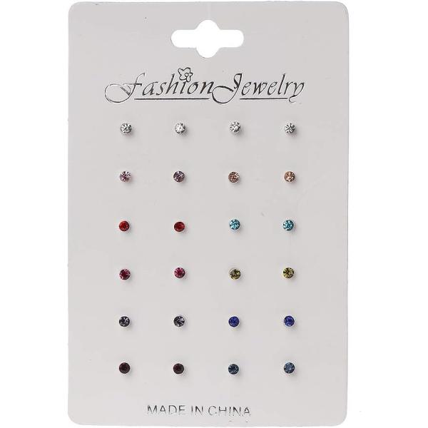 商品名Ankexin 12 Pairs Colorful Cubic Zircon Stud Earrings Set Rainbo Birthstone Crystal Earrings Ear Lip Stud Earring Jeel...