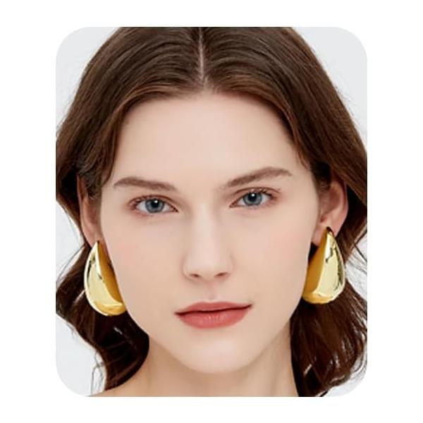 商品名特大ボッテガイヤリング デュプ オーバーサイズ ゴールド ティアドロップ イヤリング レディース トレンディ ラージ チャンキー ゴールド フープイヤリング ティアドロップ, 銅, 宝石なしGosikee Extra Large Te...