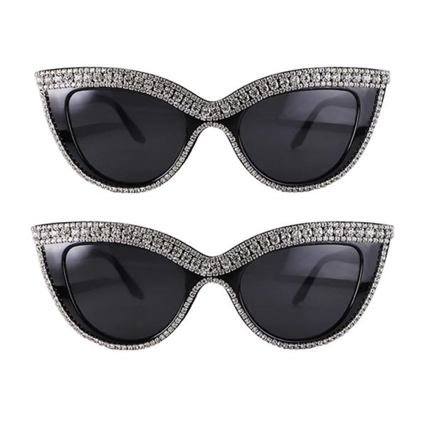 商品名:  FUPRECIOUS Cat Eye Sunglasses Bling Rhinestones Crystal Black Plastic Frame Eyewear ((2 Pack) White)ブランド: FUPRECIO...