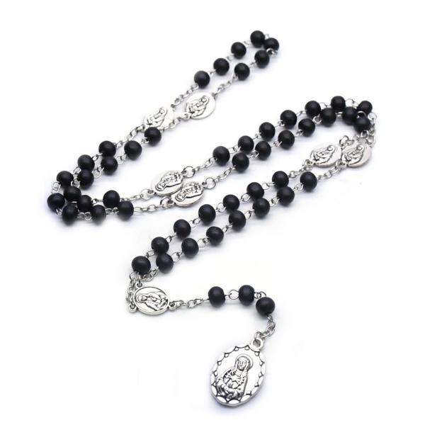 商品名: ロザリオビーズ カトリックネックレス Servite ロザリオ シャプレット ブラック木製ビーズチェーンネックレス ロザリオネックレス 男性女性へのギフトに, Adjustable, 金属, その他 Rosary Beads Ca...