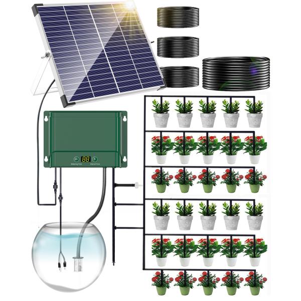 商品名:  NFESOLAR Solar Drip Irrigation System, Automatic Watering System for 30 Potted Plants, 10W Self Watering Kits with...