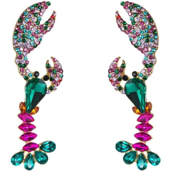 商品名カラフル クリスタル ロブスター ダングルイヤリング レディース ビッグマルチカラーラインストーン ザリガニイヤリング 大きなオーシャンバケーションイヤリング 低刺激性 ステートメントファッション ハワイアンビーチイヤリング ガールズ...