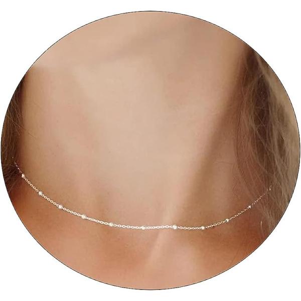 商品名ASCOMY シルバーネックレス レディース 上品なシルバーチョーカー 14K シルバーメッキ チョーカー ミニマリスト ジュエリー ギフト レディース ガールズ, 真鍮, 宝石なしASCOMY Silver Necklace for...