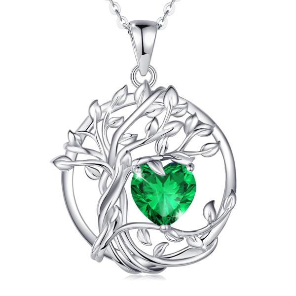 商品名:  FANCIME Tree of life Birthstone Necklace for Women Sterling Silver Tree Jewelry Emerald Pendant May Birthday Green...