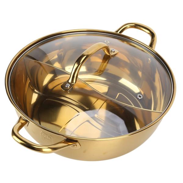 商品名:  Stainless Steel Hot Pot Pot with Divider, 30.3cm Diameter Premium Hot Plate Cookware Set Ramen Cooker, Soup Base K...