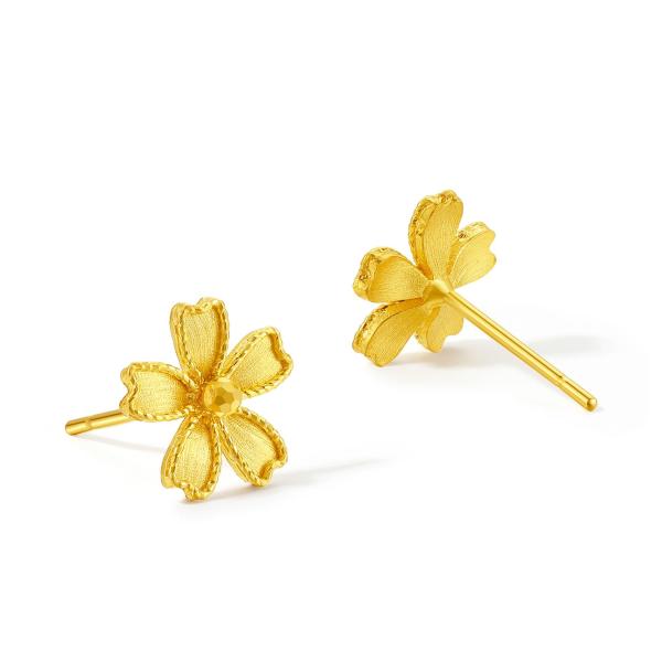 商品名: ZHOU LIU FU 24K 純金 パール ピアス レディースリアル ピュア ゴールド スタッド ピアス 上品なフラワー スタッド ピアス 男性 ティーン ガールズ ボーイズ カップル 愛好家へのギフト ZHOU LIU FU ...