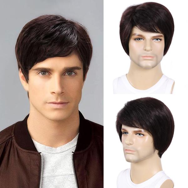 商品名:  TOPHR Short Mens Wig Reddish Brown 6 Inch Heat Resistant Synthetic Straight Men Wigs for Daily Costumes or Hallowe...