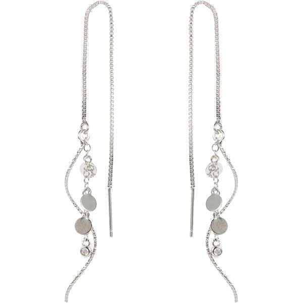 商品名Linbiwer Threader ロングイヤリング レディース ダングリング 925スターリングシルバー ダングルイヤリング タッセル シルバースレッド プロム キラキラツイスト リニア カーブイヤリング, 銅, 宝石なしLinbi...