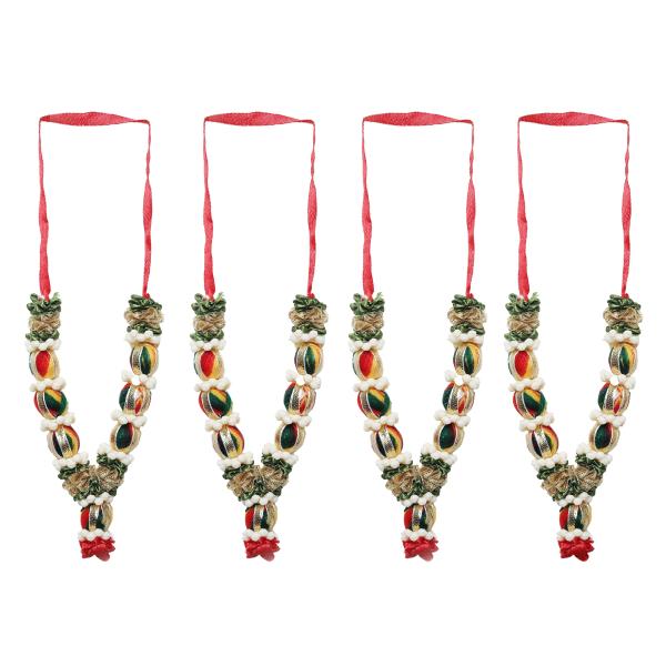 商品名: マルチカラー 造花 リボン ガーランド ハール マーラー 神のためのアイドルマラ プージャ スリンガー 記事 オーナメント 伝統的な祭りの装飾 ホームデコレーション 神フレーム(サイズ:-5インチ) Set of 4 Multic...