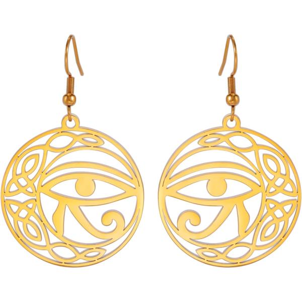 商品名Celtic Knot Eye of Horus Earrings Ankh Cross Egyptian Goddess Isis Crescent Allah Round Double Wing Jewelry Amulet Re...