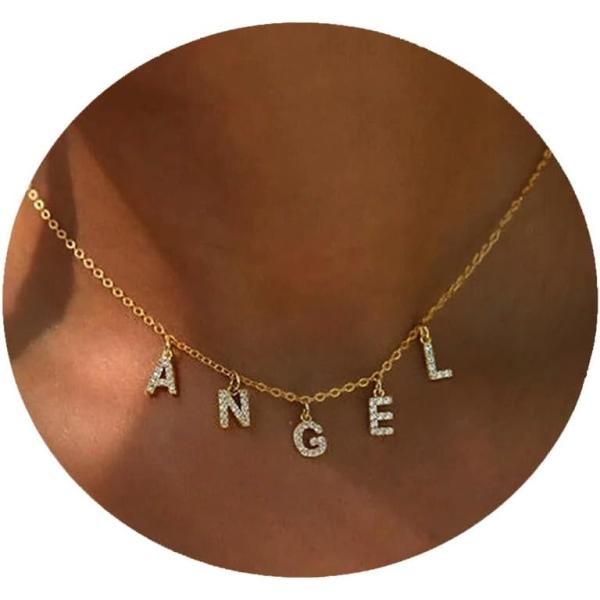 商品名Gamtic イニシャルネックレス 1~10文字 レディース ガールズ ゴールド ハンドメイド 華奢な名前ネックレス キラキラ輝くジルコニアアルファベットチョーカーチェーンネックレス 彼女へのギフトに, 金属, 宝石なしGamtic ...