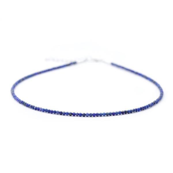 商品名Tiny 2mm Lapis Lazuli Beaded Choker, Natural Blue Gemstone Necklace, Adjustable from 15 inches to 17 inchesブランド：Gener...