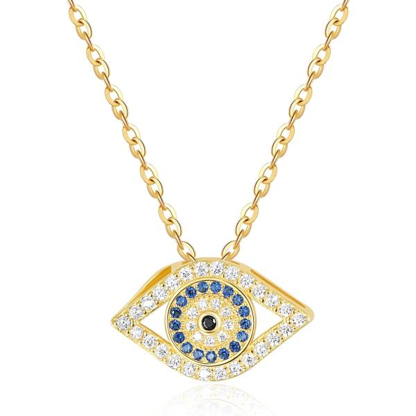 商品名AENEAS イーブルアイネックレス レディース スターリングシルバー オジョ ターコ プロテクション ネックレス ユニークな誕生日プレゼントジュエリー ナザールネックレス レディース ガールズ あなたと母親 姉妹 友人のことを考える...