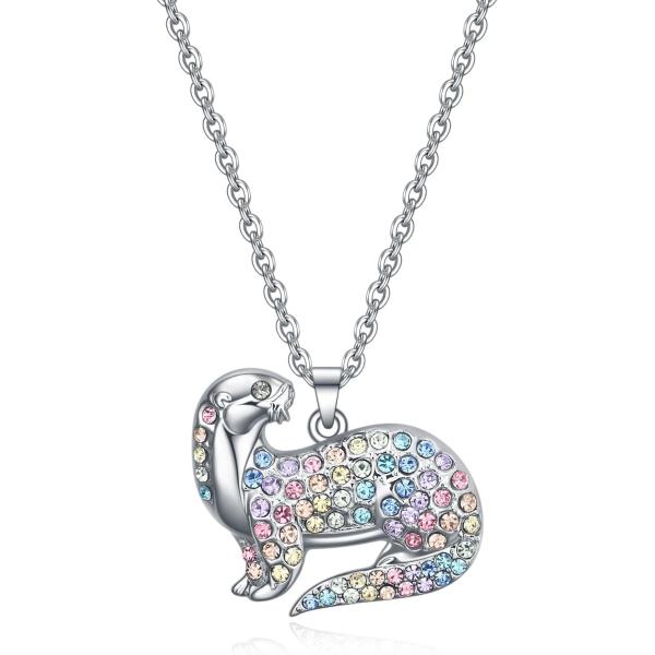 商品名VEEHOO アライグマ/ブルドッグ/ギニア/カワウソ/ブタ/パンダネックレス ガールズ レディース かわいいシャイニーアニマルジュエリー バレンタインデー クリスマスギフト 娘/姪に, 亜鉛, ラインストーンVEEHOO Otter...