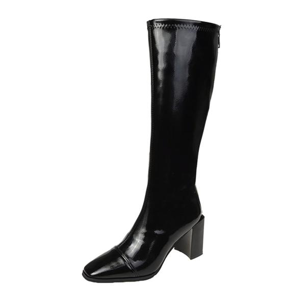 商品名:  eczipvz Womens Cowboy Boots, Womens High Heel Knee High Boots Chunky Zipper Square Toe Leather Cowboy Boots Fashio...