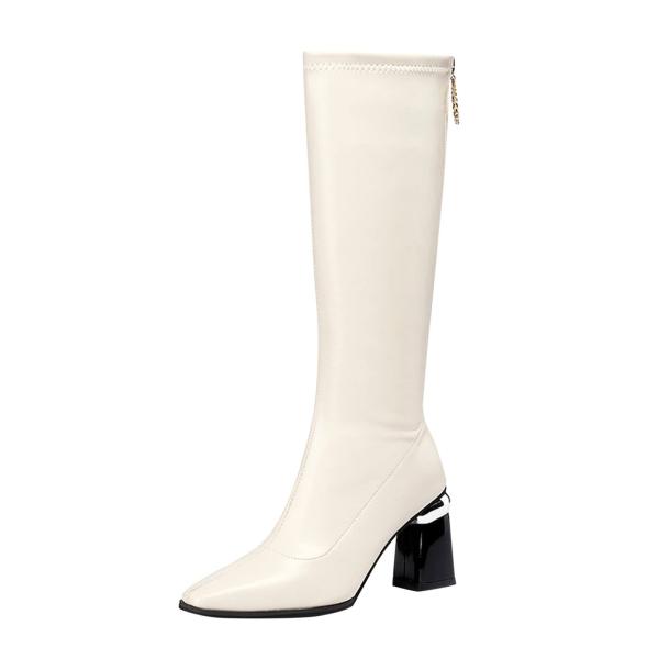 商品名:  eczipvz Cowboy Cowgirl Boots, Womens Knee High Boots Chunky High Heel Pull On Leather Zipper Boots Casual Fashion ...