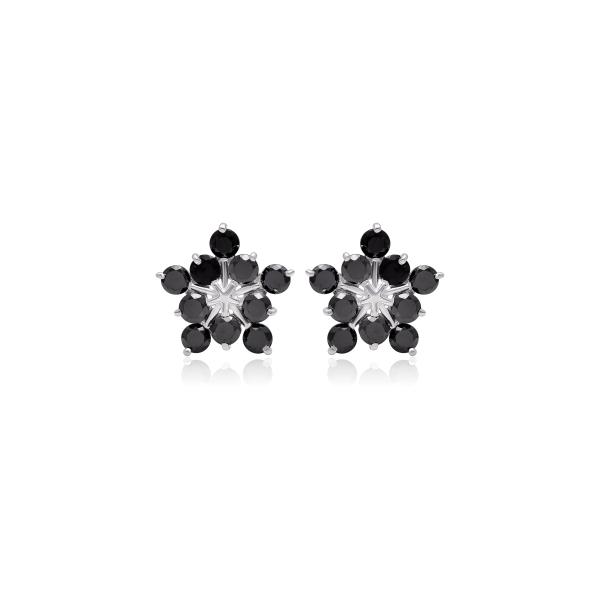 商品名:  Black Cubic Zirconia Stud Earnings-925 Sterling Silver Stud Earrings-Black Stone Earrings with Push Back -Black CZ...
