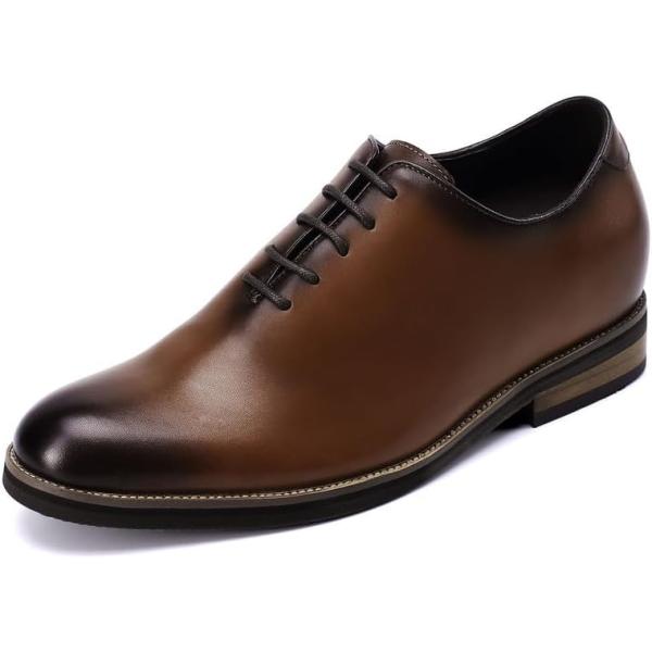 商品名CHAMARIPA Height Increasing Shoes for Men Elevator Shoes Brown Leather Formal Dress Shoes for Men 7CM / 2.76 Inches T...