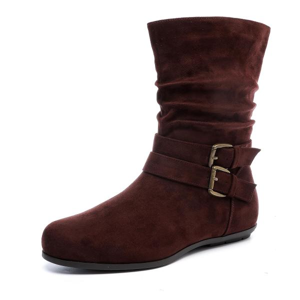 商品名:  Luoika Women's Wide Width Ankle Boots - Flat Low Heel Side Zipper Slouchy Winter Booties. 230711 Brown 11wブランド: Lu...
