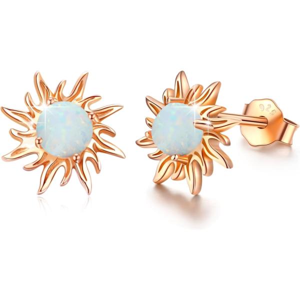 商品名Cuoka 925スターリングシルバー 月と星のイヤリング オパール 太陽 低刺激性 月 星 太陽 オパール スタッド イヤリング 繊細なオパールジュエリー 誕生日 卒業ギフト 女性 女の子, スターリングシルバー, オパールCuok...