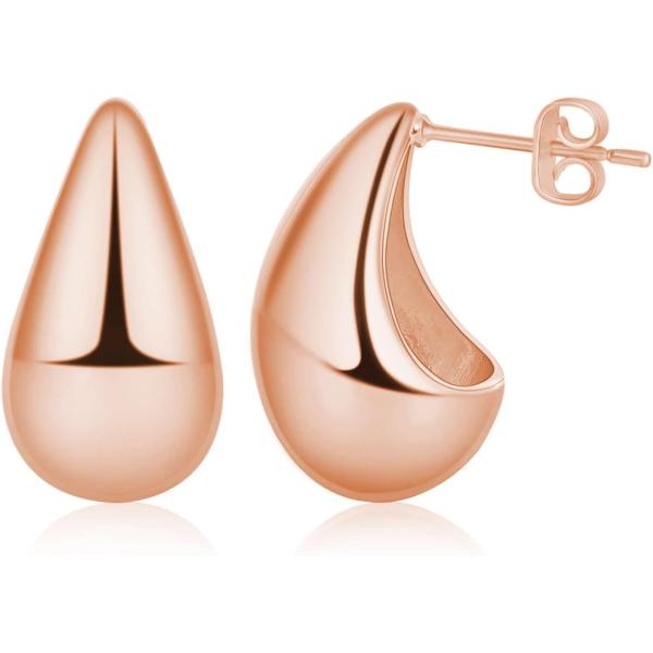 商品名ASCOMY フープピアス レディース チャンキーティアドロップピアス ボッテガイヤリング デュペ 14Kゴールド/シルバー/ローズゴールドメッキ 軽量 低刺激性 ウォータードロップイヤリング ミニマリスト ジュエリーギフト レディー...