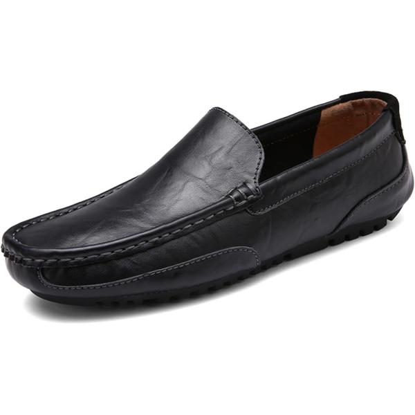 商品名Low top Keep Warm Leather Business Loafers for Men's Round top Flat Non-Slip Moccasins Formal Slip on Comfortable Wal...