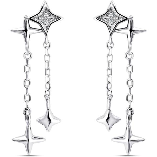 商品名LAXPICOL 925スターリングシルバー スターダングルイヤリング レディース ガールズ クリアキュービックジルコニア スタードロップ タッセルイヤリング, キュービックジルコニア, キュービックジルコニアLAXPICOL 925...