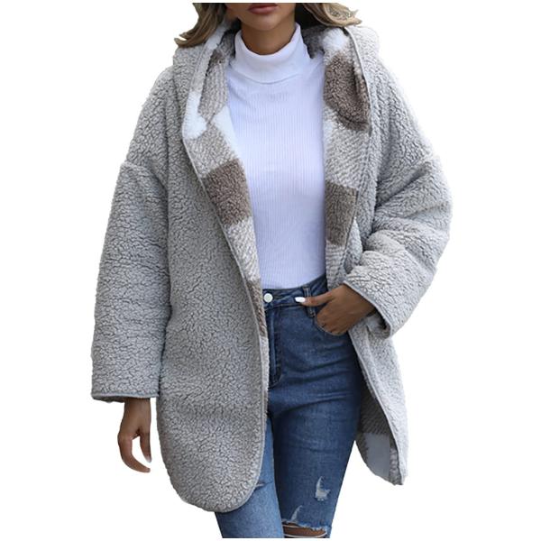 商品名:  Bilqis ,winter coats for women 2023 warm sherpa lined jackets plus size hooded parka faux suede long pea coat oute...