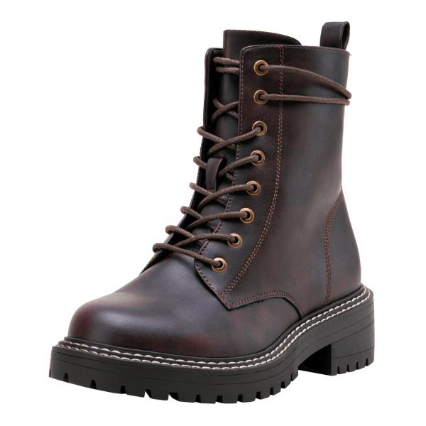 商品名:  Jeossy Women's 9627 Combat Ankle Boots Low Heel Lace-up Booties with Side Zipper,Brown,Size 8M US-Low Heel(DJY9627...