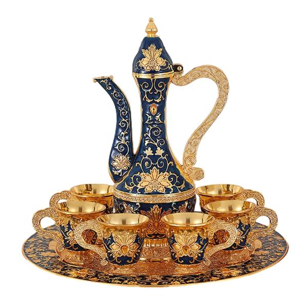 商品名:  ＫＬＫＣＭＳ European Wine Set, Metal Wine Glass Jug Set, Serving Drinkware Antique Turkish Set, Vintage Teapot Set for ...