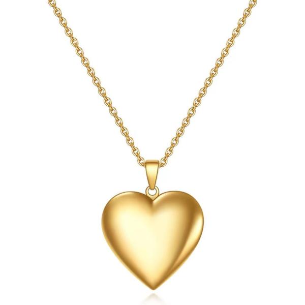 商品名KunBeads 20インチ ラブオープンハートフォトロケットネックレス 写真入り ステンレススチール製 女性用, ステンレス鋼, 宝石なしKunBead Womens Gold Custom Personalised Memoria...