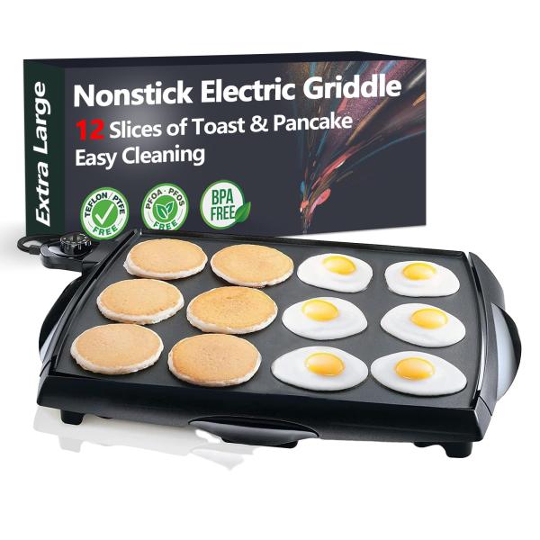 商品名:  Electric Griddle Nonstick Extra Large - 16 Slices of French Toast at One Time, with Cool Touch, Temperature Contro...