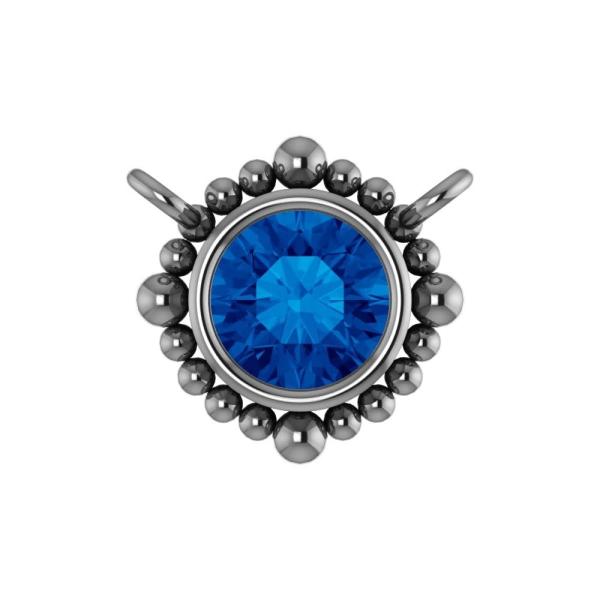 商品名:  14k White Gold 4mm Blue Sapphire Beaded Bezel-Set Solitaire Necklace Center Jewelry Finding (Mounting Only, Not Al...