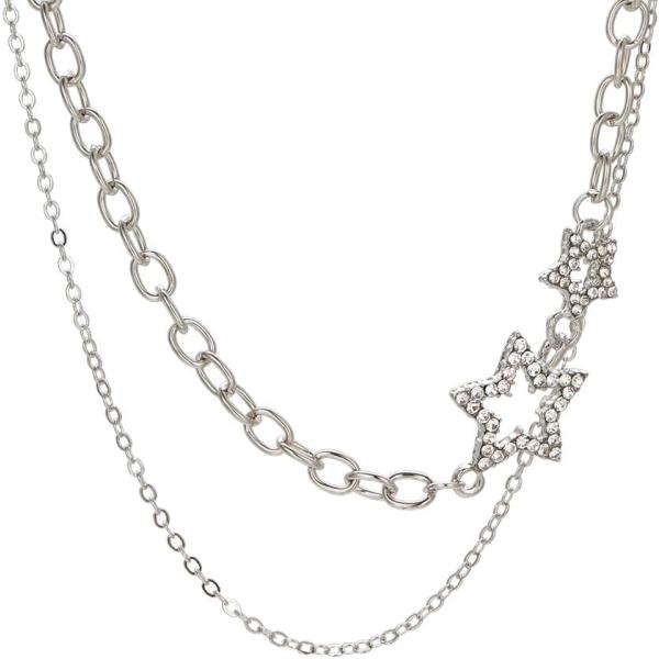 商品名FUTIMELY レイヤードスターペンダントネックレス Y2k クリスタルスターチョーカーネックレス マルチレイヤースターネックレスチェーン ジュエリーギフト レディース ティーンガール向け, 金属, 合金。FUTIMELY Laye...