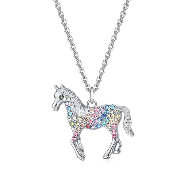 商品名: キツネ/ハイランド牛/カンガルー/牛/馬ネックレス ガールズ レディース ガールズ アニマルネックレス ジュエリー バレンタインデー クリスマスギフト 娘/姪に, ラインストーン, ラインストーン Horse Gifts for ...