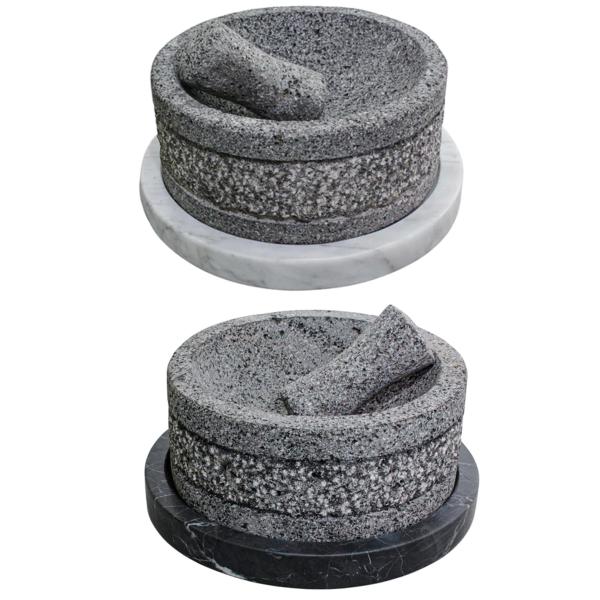 商品名:  "YOLIA" Molcajete Set of 2 with Marble Base - 8'' Volcanic Rock Molcajete with Authentic Mexican Design - Artesana...
