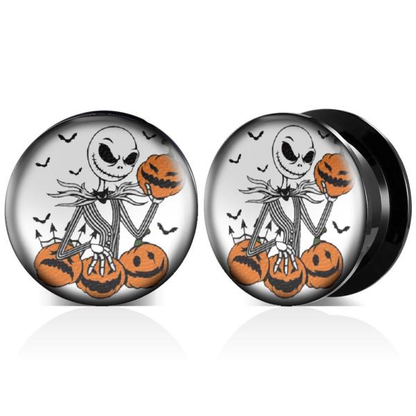 商品名: Kolach 1ペア ハロウィン かわいいエレメント イヤーゲージ ピアス カラーパターン アクリル スカル かぼちゃ 笑顔 脳 花 しかめっ面 パンプキン ランタン 面白い ドレスアップ アクセサリー イヤリング トンネルプラグ...