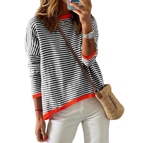 商品名:  Kedera Women Sweater Striped Color Block Knitted Crop Pullover Sweaters Long Sleeve Casual Winter Outwear Tops Bla...