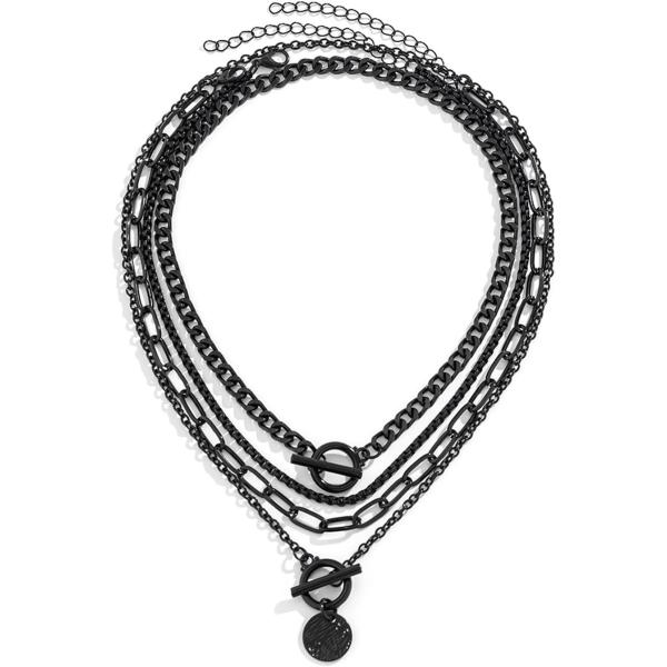 商品名Kasmena ゴシック ブラック レイヤード チョーカー ネックレス 女性用 調節可能なネックレス サークル ハート 月 星 花 ペンダント ネックレス ハロウィン クリスマス 新年 ジュエリー ギフト 女性用, 金属, 宝石なしK...