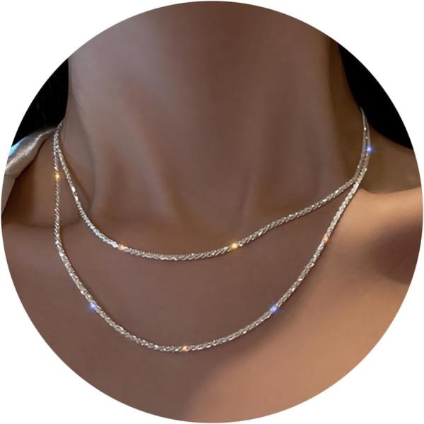 商品名Fesciory シルバーラインストーン テニスネックレス レディース 可憐な調節可能なレイヤーツイストロープ キュービックジルコンダイヤモンド バタフライチョーカーネックレス アイスアウトハートジュエリーギフト 女の子向け, 宝石な...